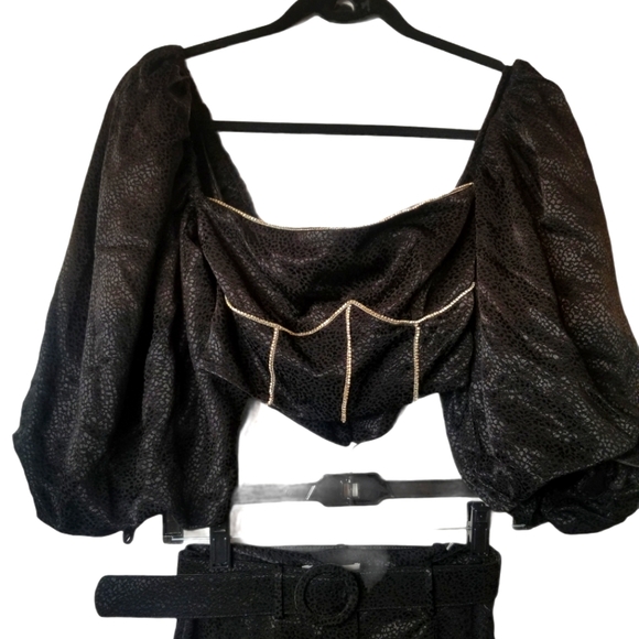 F.ILKK | Tops | Filkk Puff Sleeve Crop Top Set Black | Poshmark